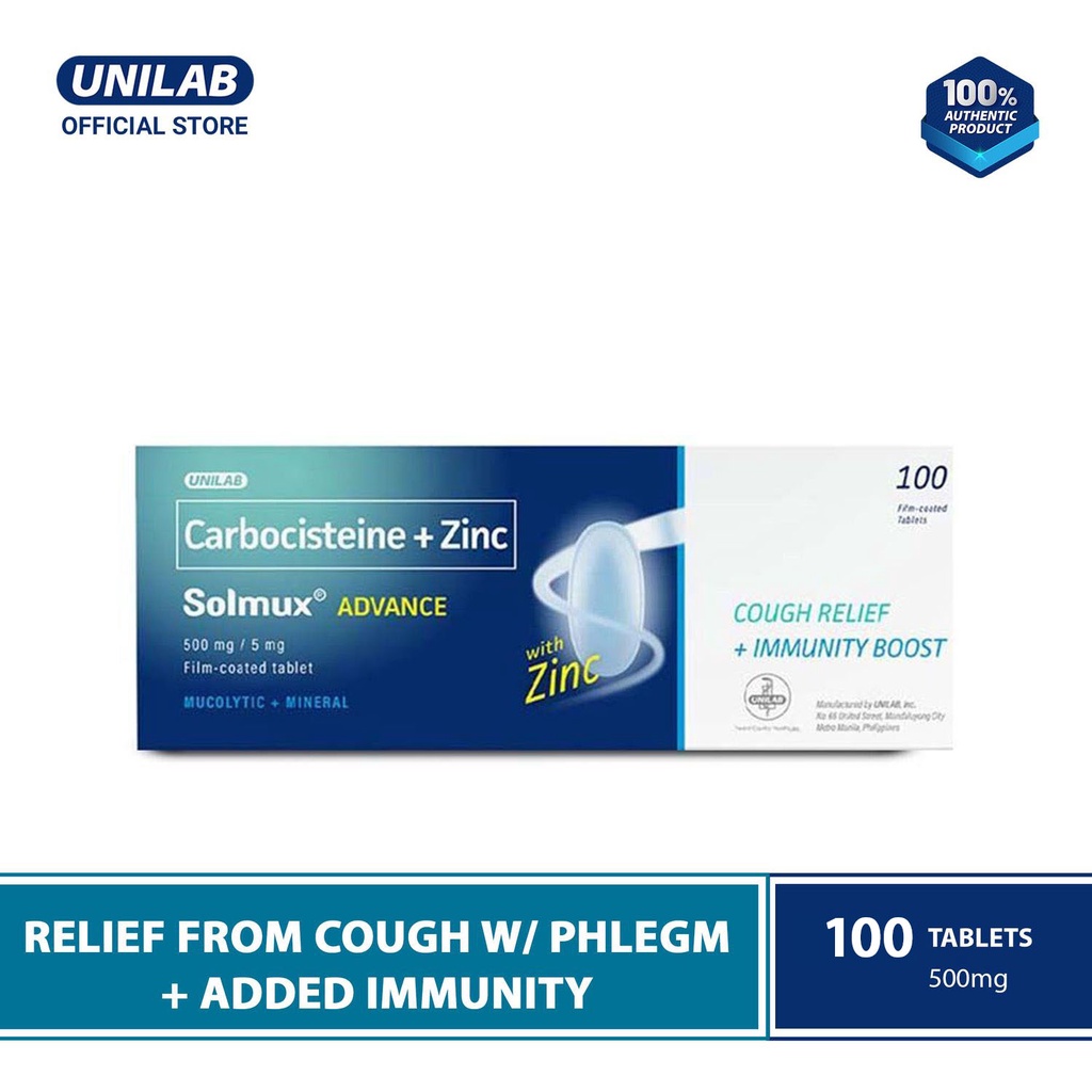 Unilab Solmux Advance100 Tablets - Cough with Phlegm Medicine ...