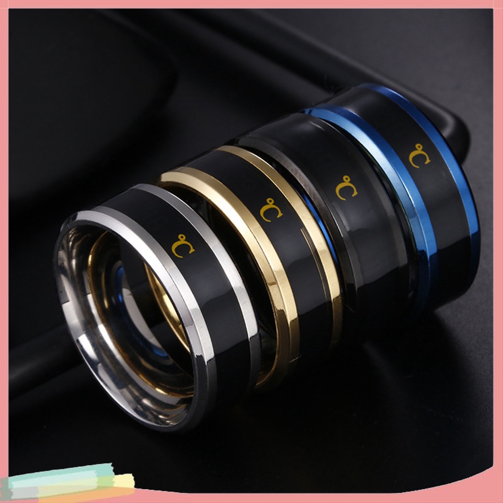 [LK] Fashion Unisex Ring Real Time Display Stainless Steel Temperature ...