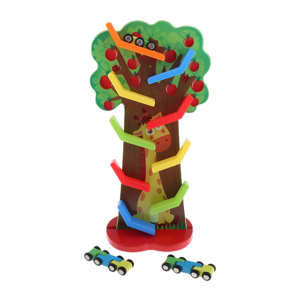 Wooden Fruit Tree Race Track Car Slide Toys Racing Car Ramp Racer Toy ...