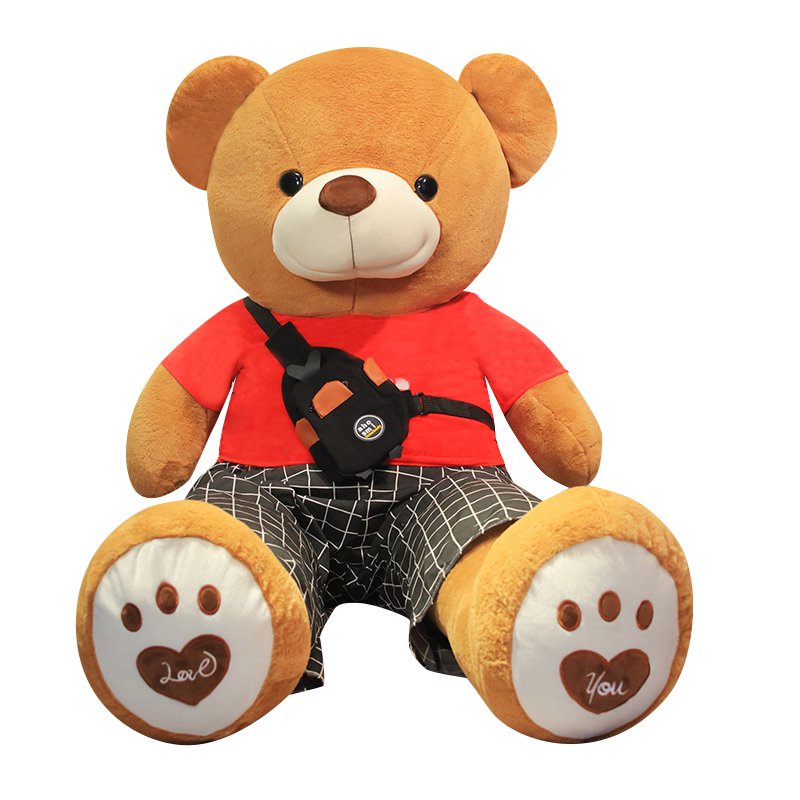 Giant Soft Teddy bear With satchel T-shirt Stuffed & Plush Toy Animal ...