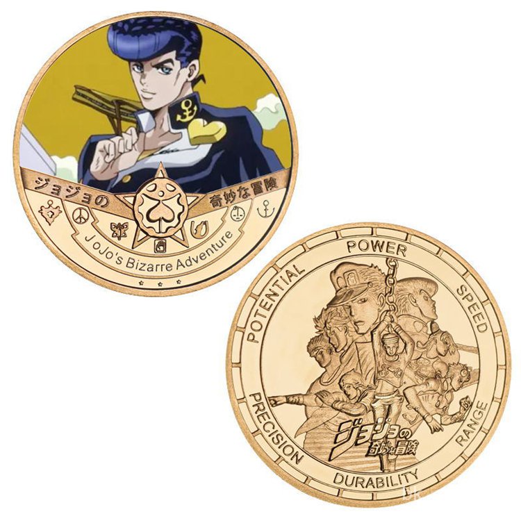 Customize fake 40mm anime Jojo metal 24k pure gold coin in stock ...