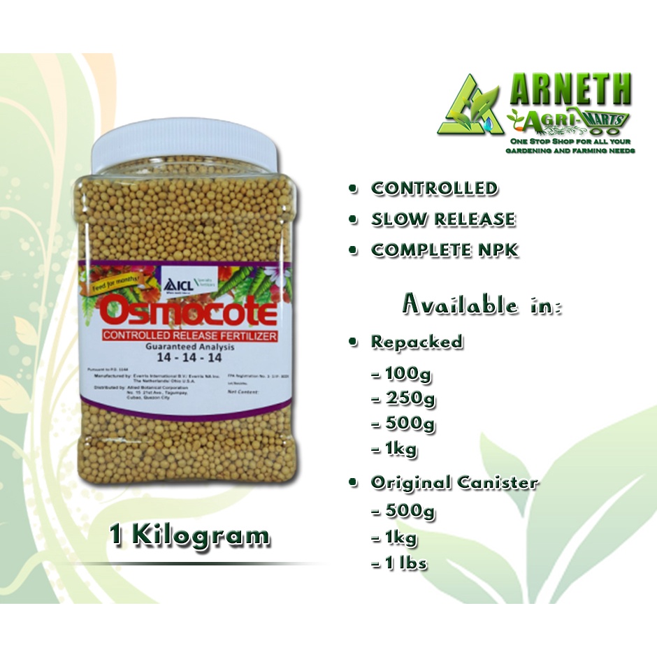 OSMOCOTE / 14-14-14 SLOW RELEASE S ORIGINAL CANISTER 1KG | Shopee ...