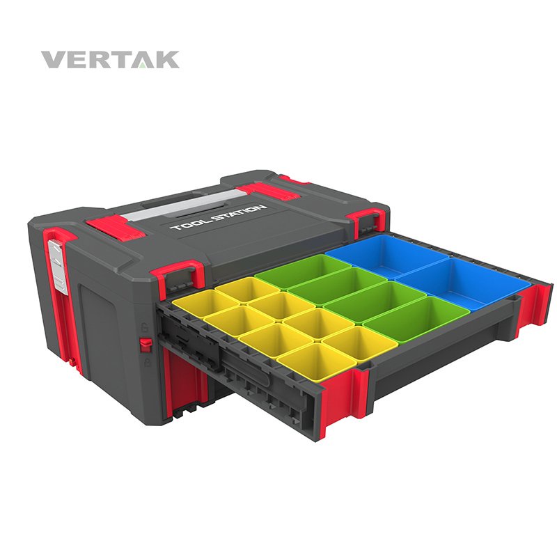 VERTAK Aluminium handle and lock general plastic tool box with drawers ...