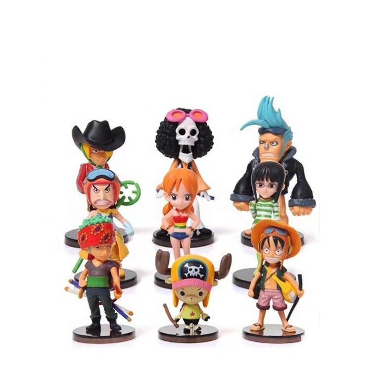 9pcs Anime One Piece Mini Luffy Roronoa Zoro Action Figure Sanji Usopp ...