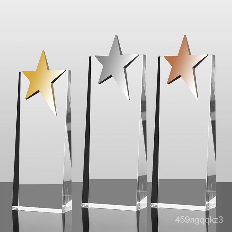 Pujiang China Custom Crystal Glass Trophy With Metal Star Glass Trophy Awards Shopee Philippines