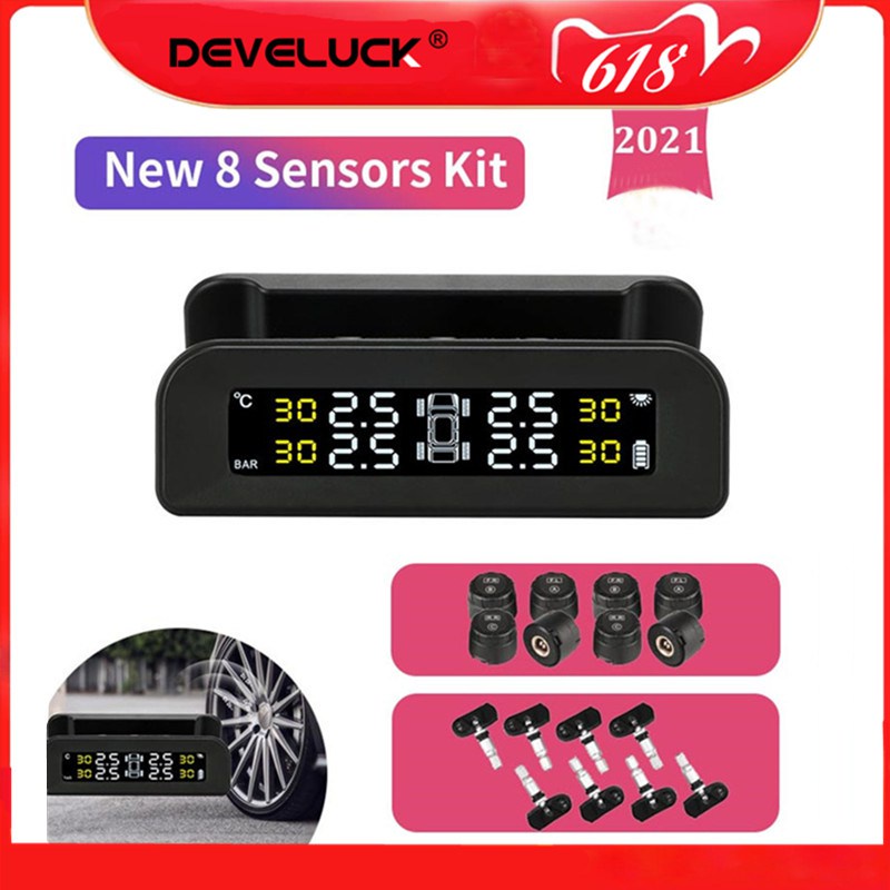 2023 14 inch monitor 8 Sensors TPMS Kit Solor power Wireless HD Solar ...