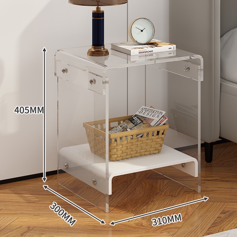 COD Transparent Acrylic Table Simple Transparent Bedside Table Creative ...