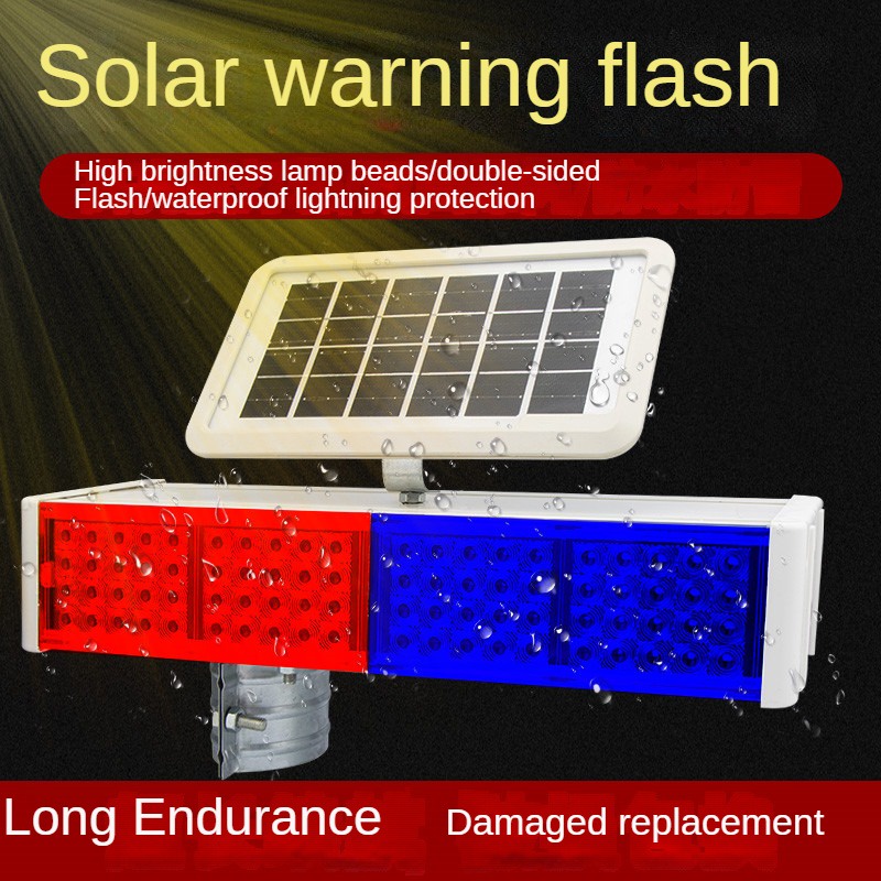 new ۞ solar flashing warning lights blinker waterproof red and blue ...