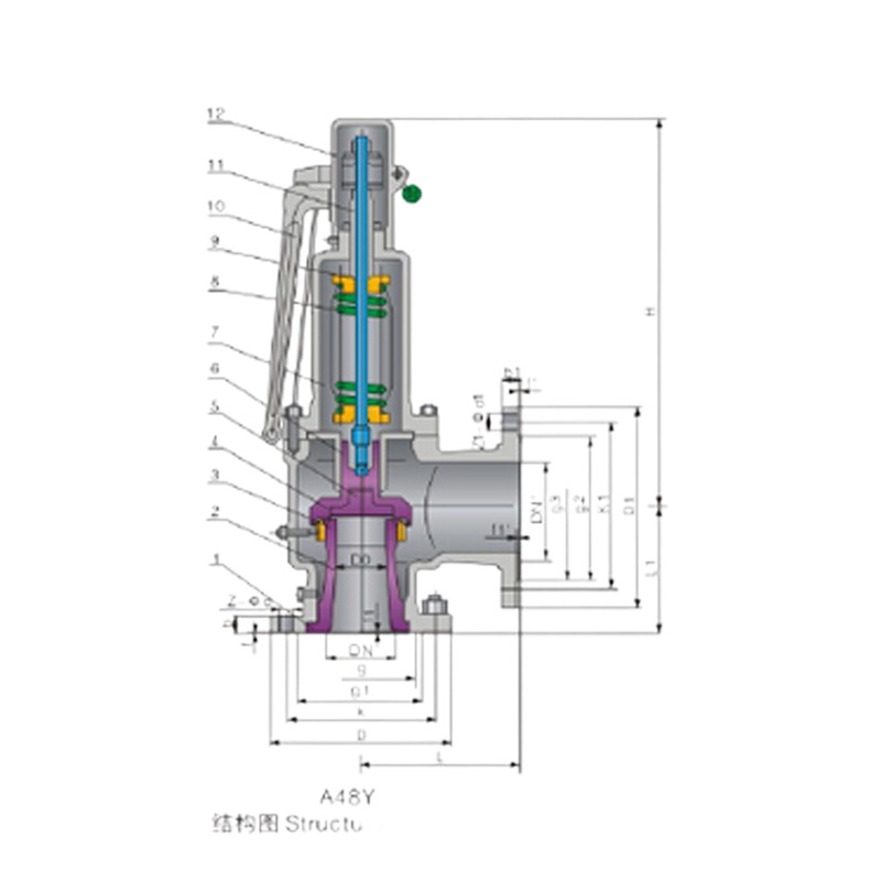 Flange safety valve A48Y-16/25/40C cast steel Yongtong full-open handle pressure relief valve ...