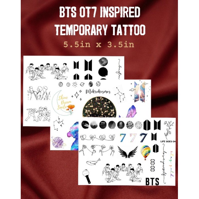 BTS OT7-Inspired Temporary Waterproof Tattoos (by Whalien's Tattoo ...