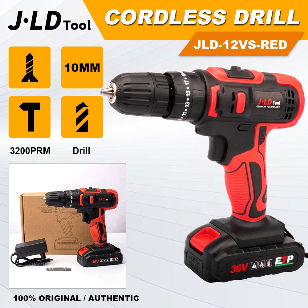 JLD 36V Electric Drill 10MM Chuck Drill Power Tools on sale RED ...