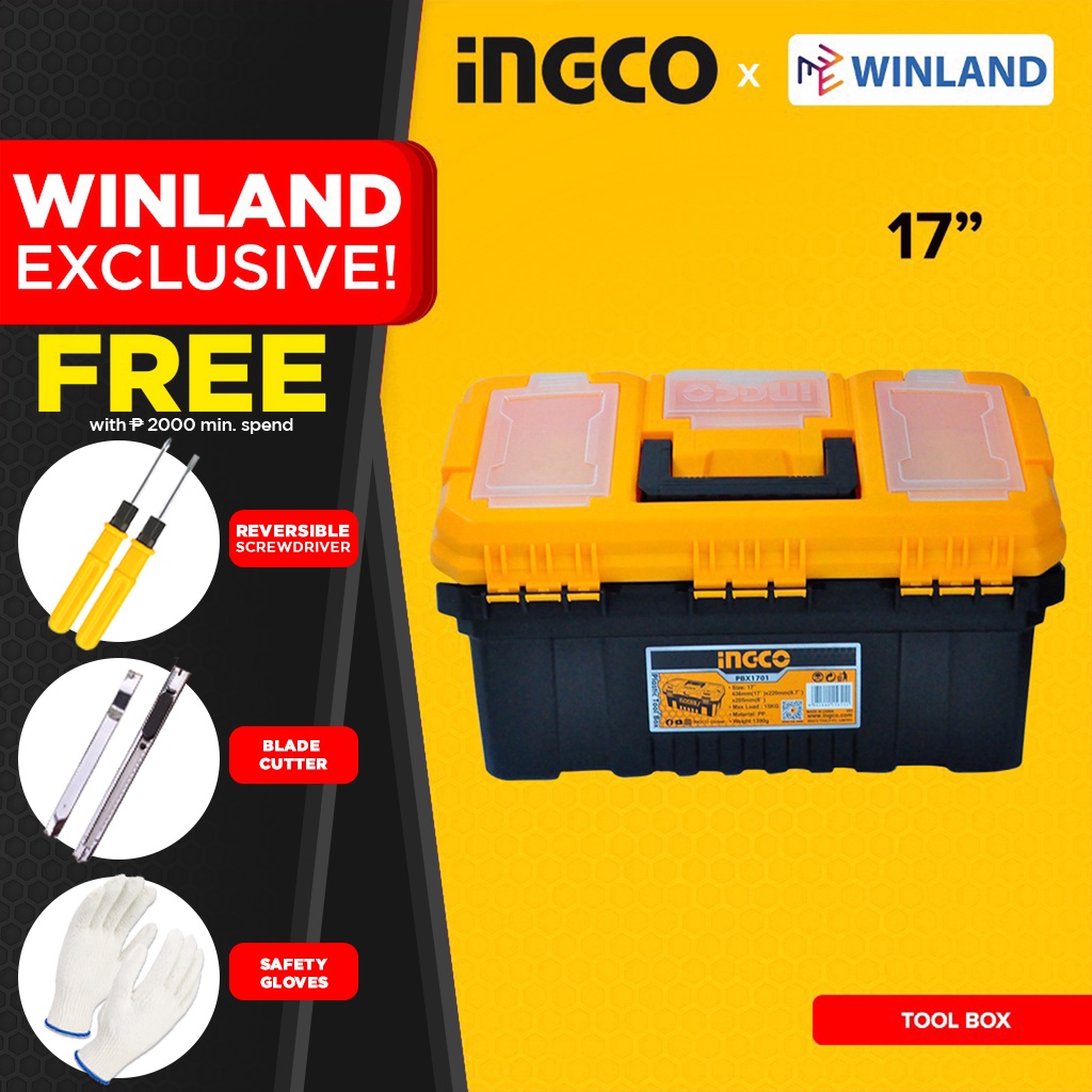 INGCO by Winland Plastic Tool Box Case Organizer with Removable Tray ...