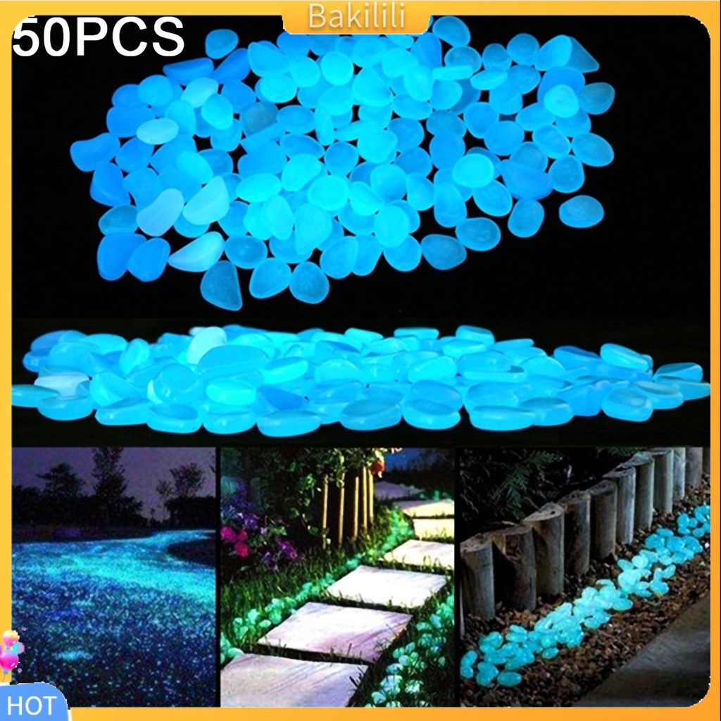 (Bakilili) 50Pcs Aquarium Glow in the Dark Pebbles Luminous Stone ...