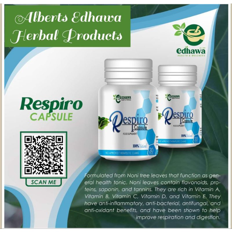 Edhawa Respiro 30 Herbal Caps| For Respiratory Infections/Problems ...