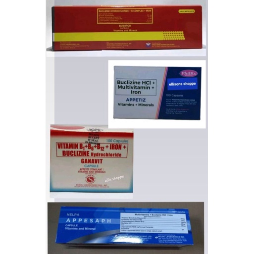 Appetiz / Appesaph Vitamins & Minerals Buclizine 100 Capsules | Shopee ...