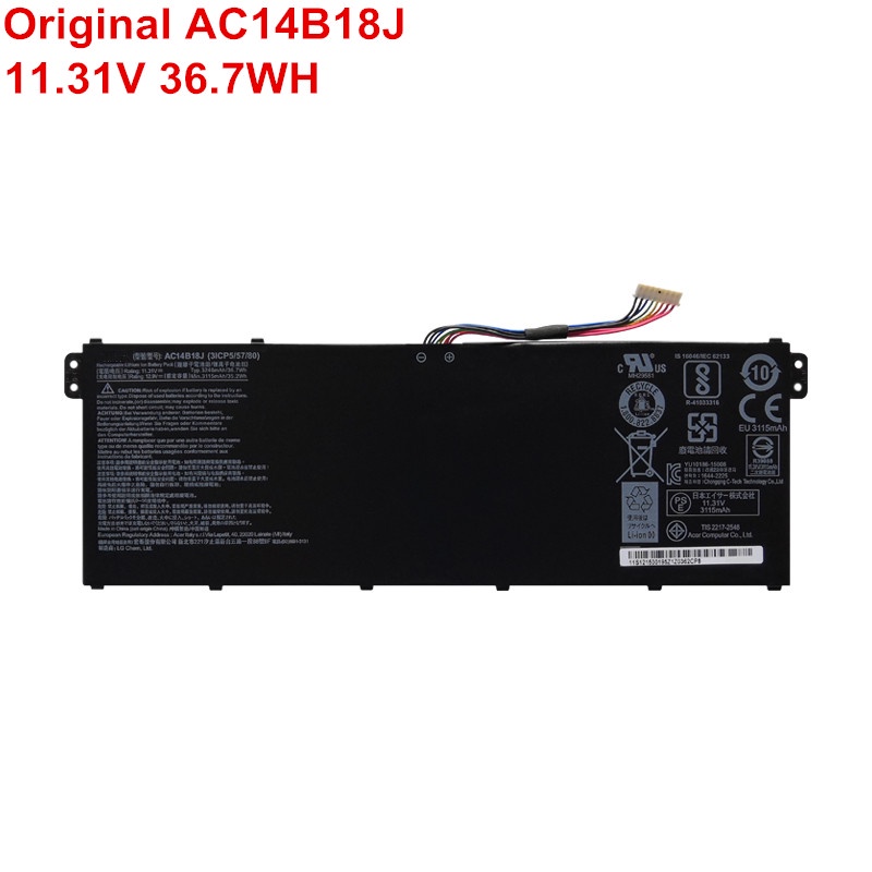 11.31V 36.7WH New Genuine Laptop Battery AC14B18J AC13B13J For Acer ...