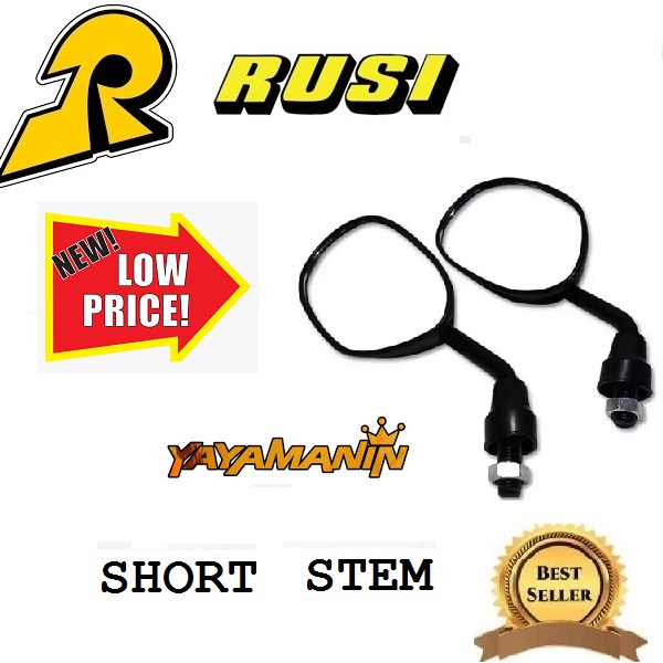 №RUSI BETA SIDE MIRROR Motorcycle STOCK type SHORT STEM (black ...