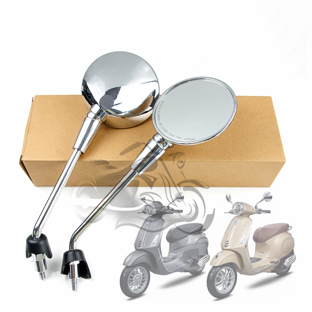 Motorcycle Rear View side Mirrors Round Scooter Fit for All Vespa Model ...
