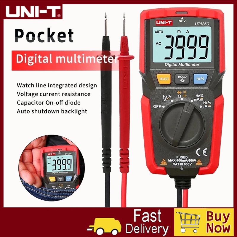 UNI-T UT125C Mini Pocket Digital Multimeter Temperature Tester ...