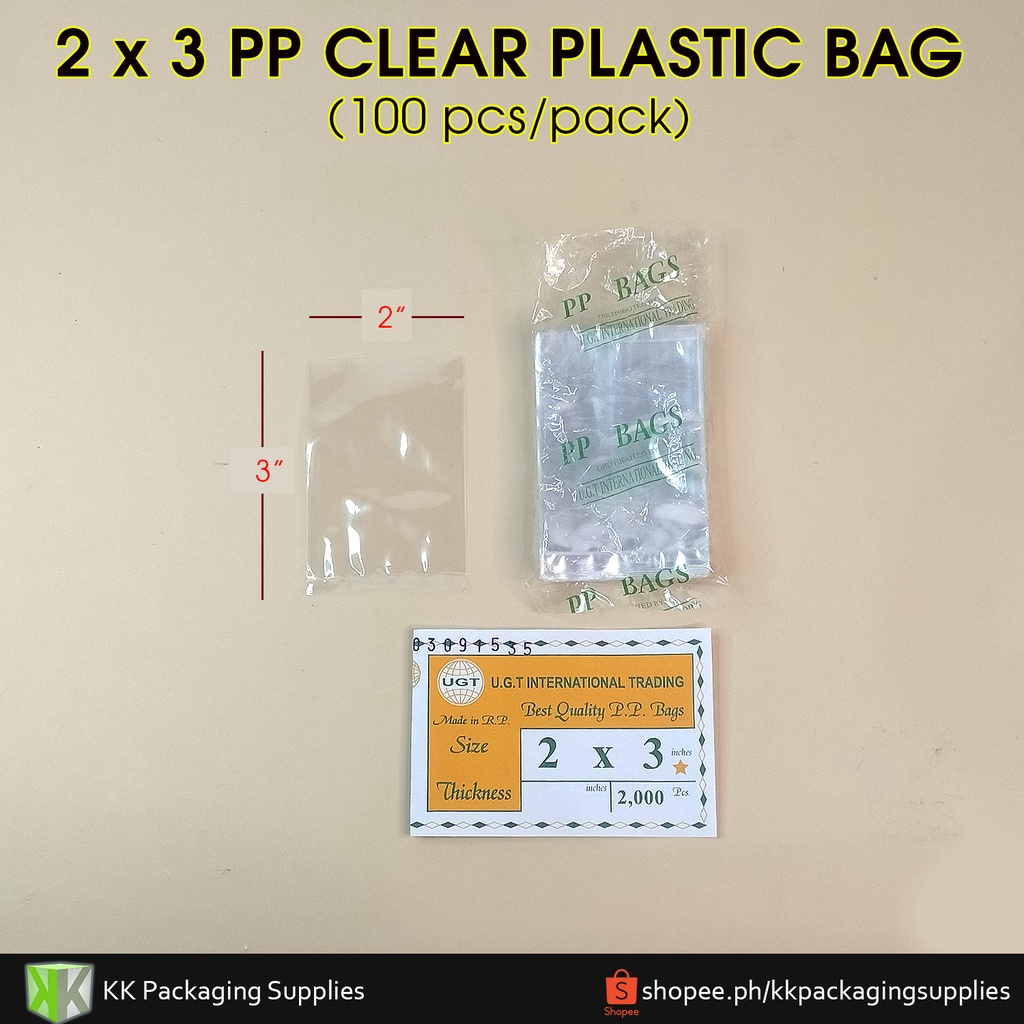 2x3 in. PP Plastic Bag Clear 1 Pack Thickness .0011 (100pcs/pack ...