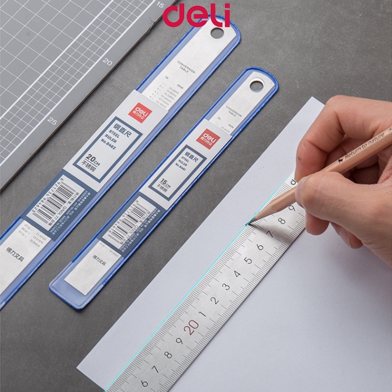 Deli Metal Measure 15cm Steel Ruler Metal Ruler Stainless Steel Measure ...