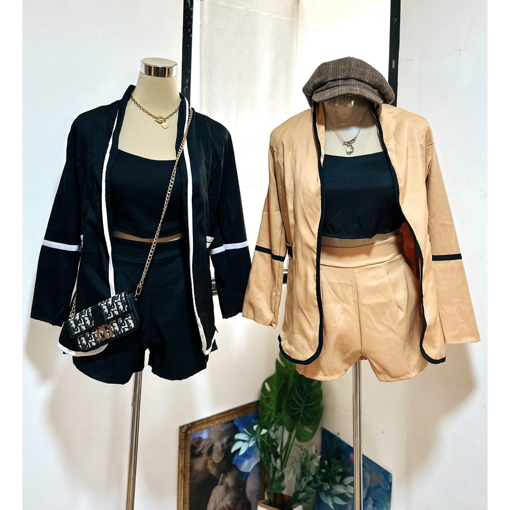 PREMIUM BKK Bangkok 3in1 elegant classy semi formal blazer crop top ...