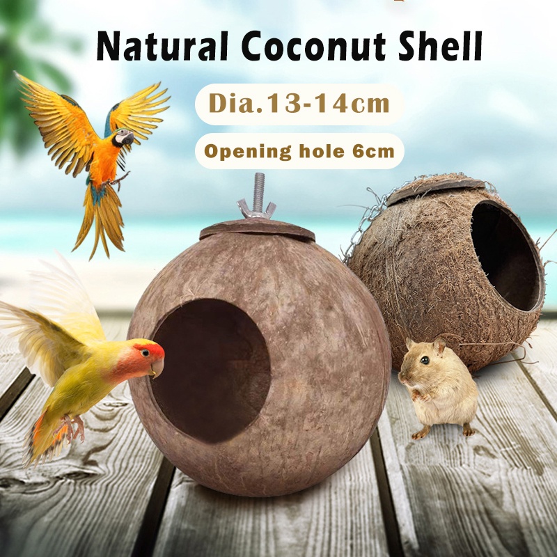 Natural Coconut Shell Bird Nest Hamster House Bird Coconut House for ...