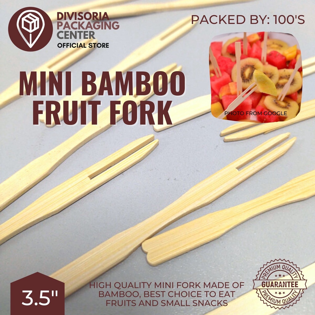 Mini Fork 100's Fruit Fork Takoyaki Siomai Fork [3.5"/8.9cm] /Bamboo ...
