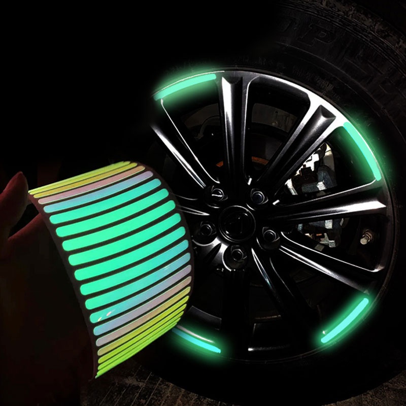 Wheel hub stickers with reflective stickers, luminous tires and rims ...