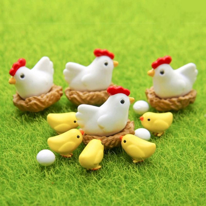 Mini Chicken Chick Egg Nest Farm Animal Fairy Garden Landscape Model ...