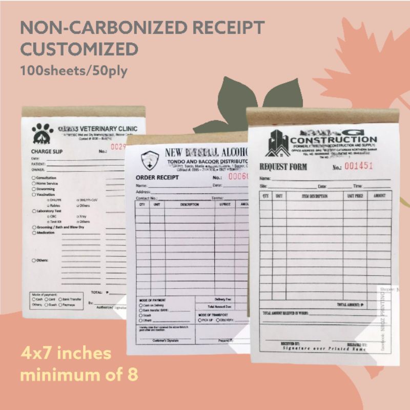 NON CARBONIZED - CUSTOMIZED FORM AND RECEIPTS | Shopee Philippines