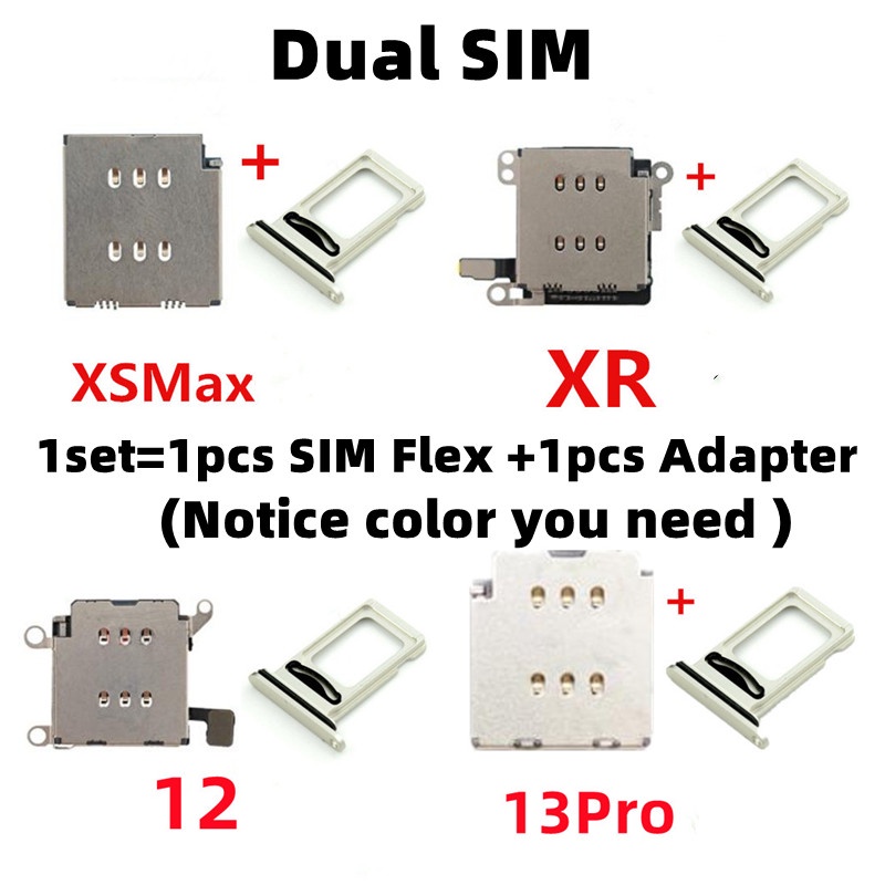 1set Dual Sim Card Reader Connector Flex Cable + Tray Slot Holder ...
