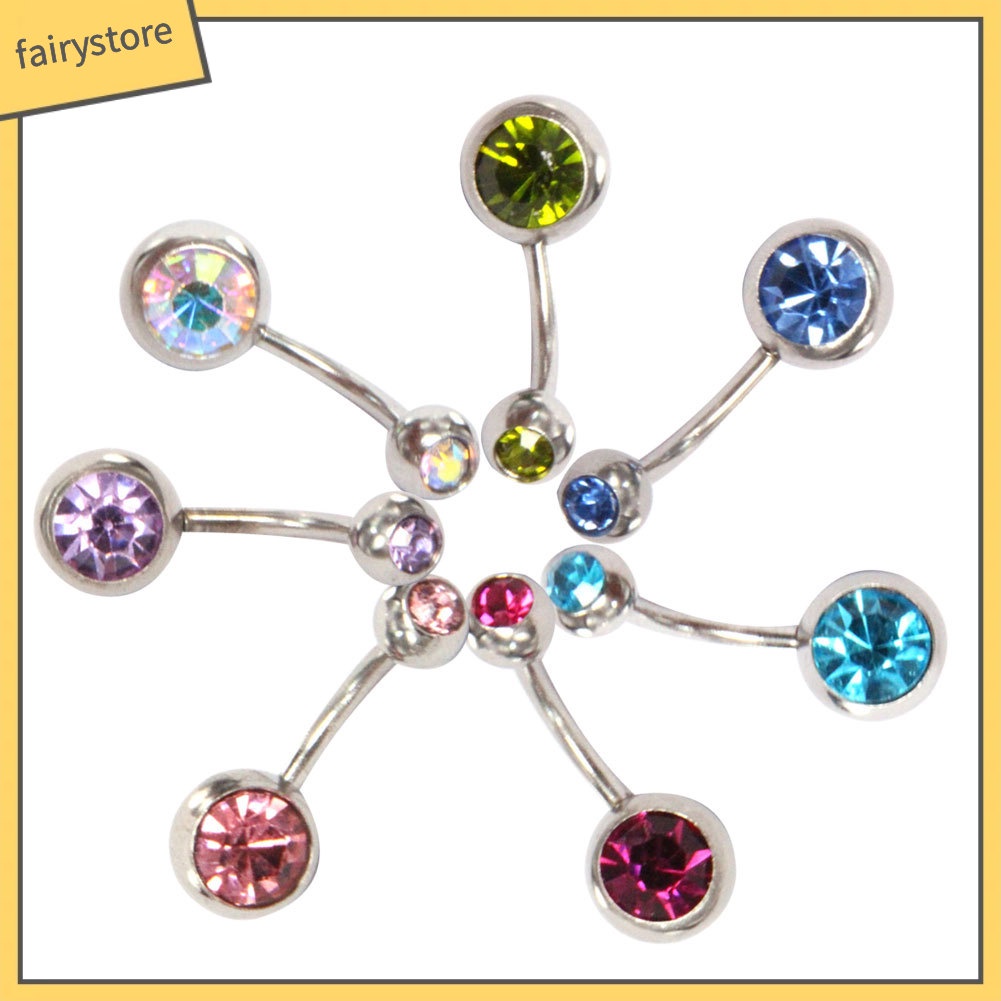 Women Fashion Jewelry Decor Rhinestone Inlaid Body Piercing Navel Belly ...