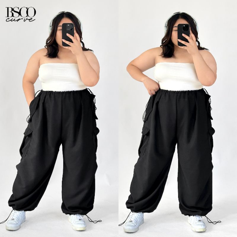 ONHAND PLUS SIZE BSCO CURVE XL-6XL MADDY PARACHUTE PANTS! KOREAN ...