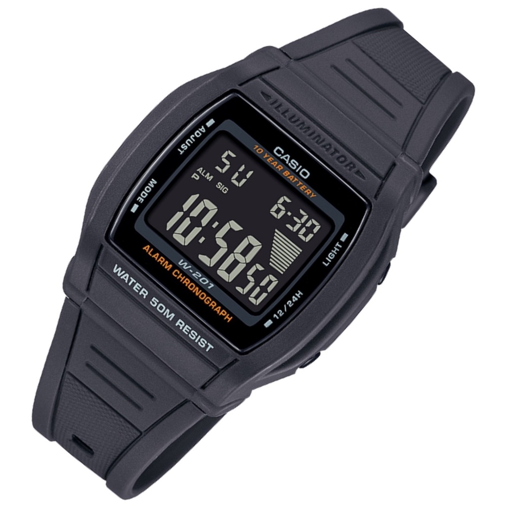 Casio W-201-1B Digital Rubber Strap Watch For Men | Shopee Philippines