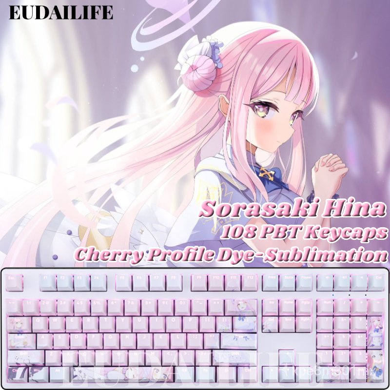 Sorasaki Hina 108 Keycap Blue Archive PBT DYE Sublimation Light ...