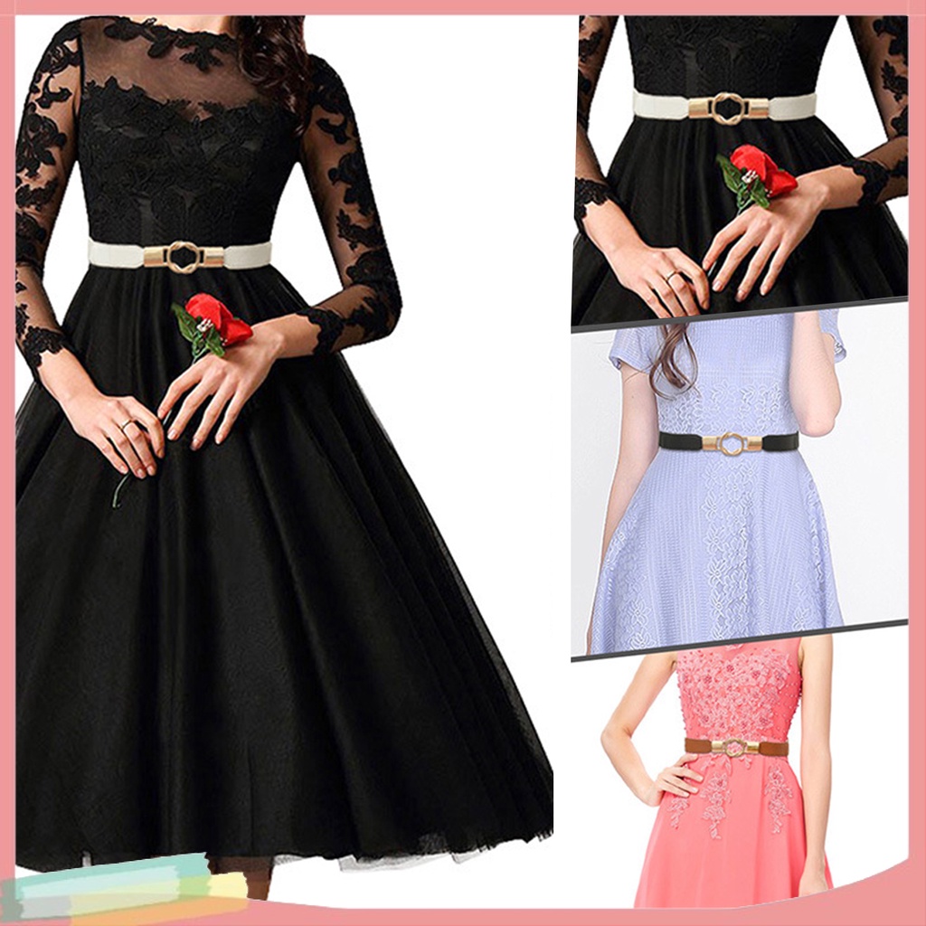 [LK] -Waist Belt Fitted Alloy Buc[LK] e Elastic Waist All-Match Waist ...