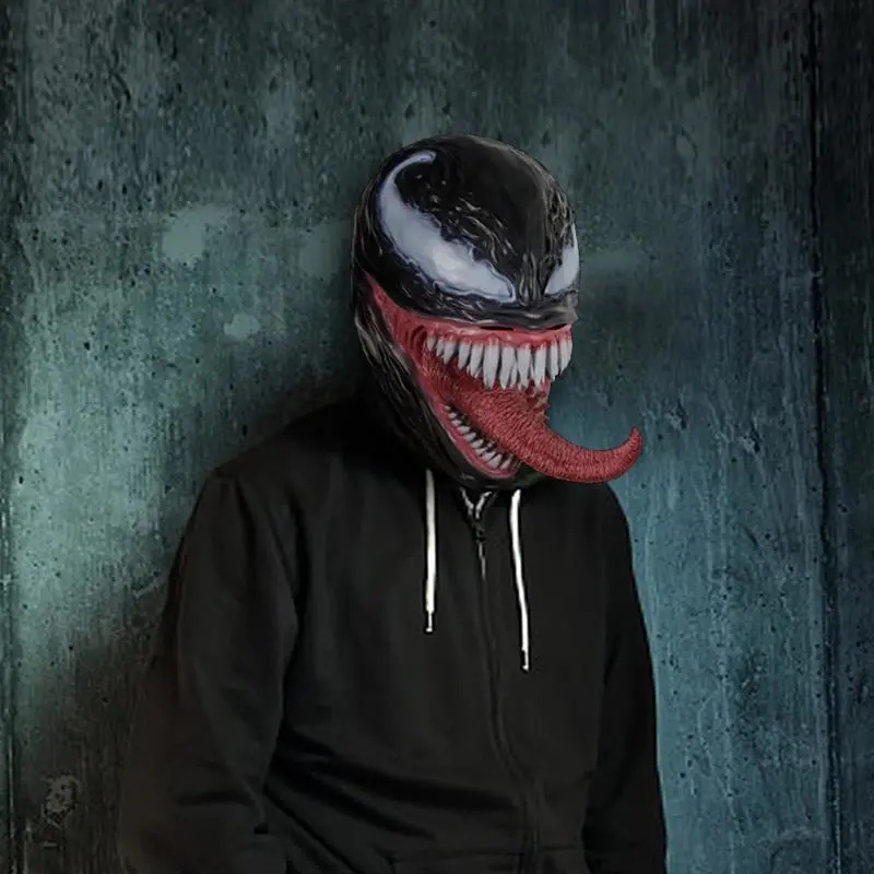 Horror Halloween Mask Avengers Venom Cosplay Mask Long Tongue Full Head ...