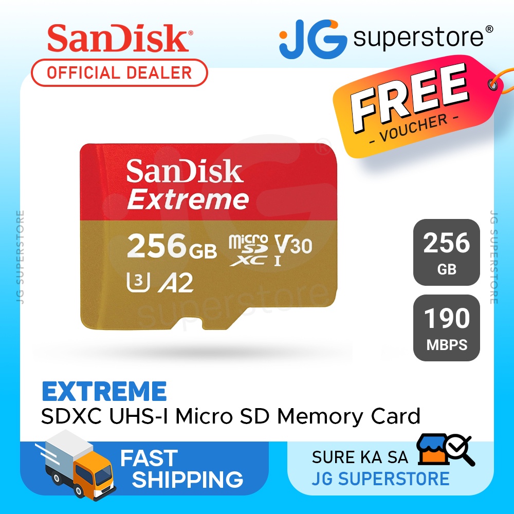 SanDisk Extreme Micro SD Card 256GB UHS-I SDXC Class 10, 190mb/s Read Speed SDSQXAV-256G-GN6MN ...