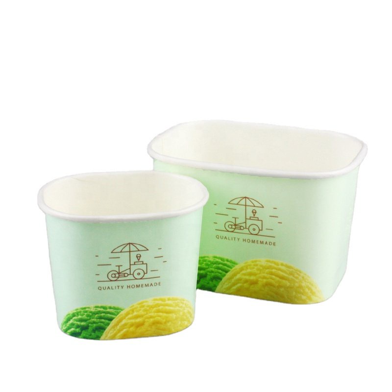 Food Grade Square Ice Cream Paper Cup Container Rectangle Takeaway Bowl ...