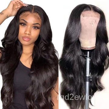Body Wave Front Lace Wig Real Human Hair Pre-connected Hairline No Glue ...