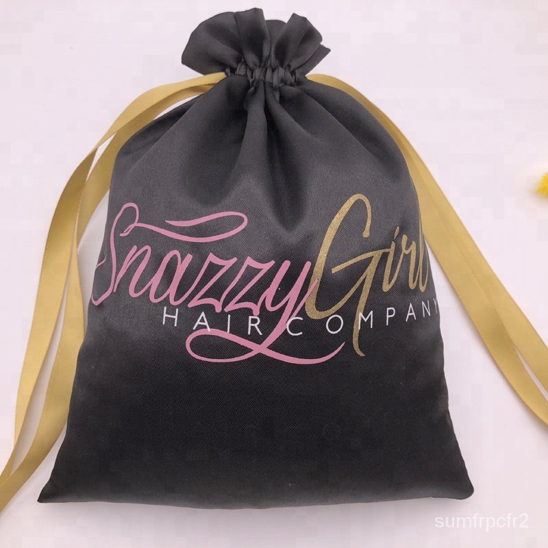 Logo Printed Satin Drawstring Pouch Bag For Hair | Shopee Philippines