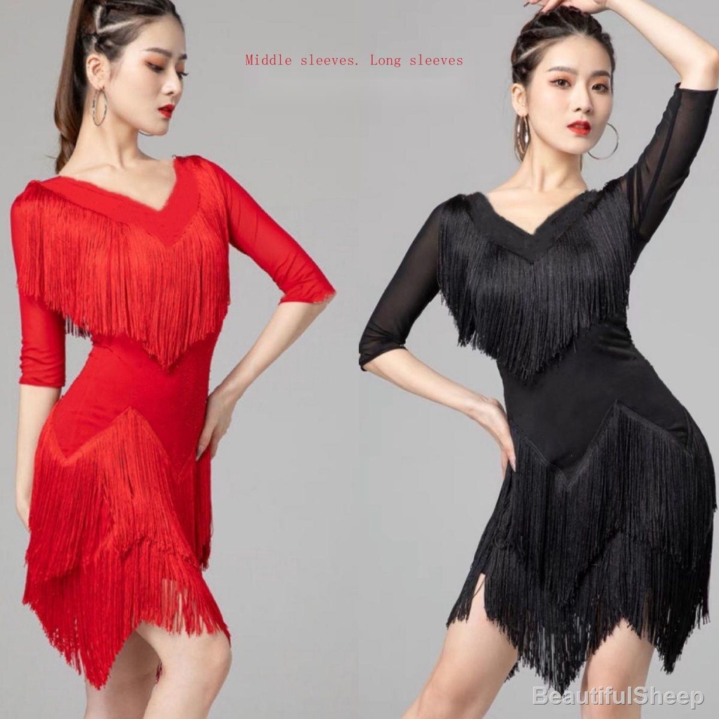 Latin dance performance suit female 2023 new tassel dress practice ...