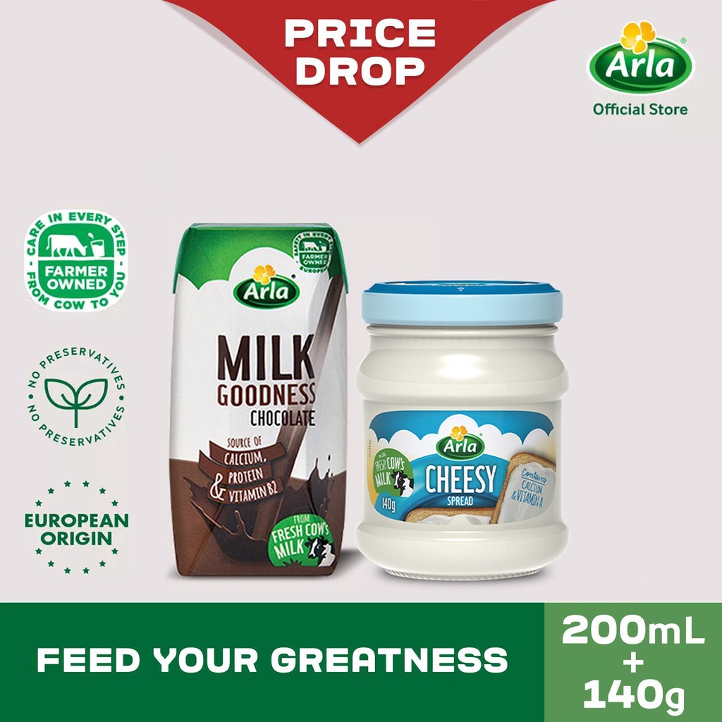 Arla Chocolate Milk 200ml And Cheesy Spread 140g Bundle | Shopee ...