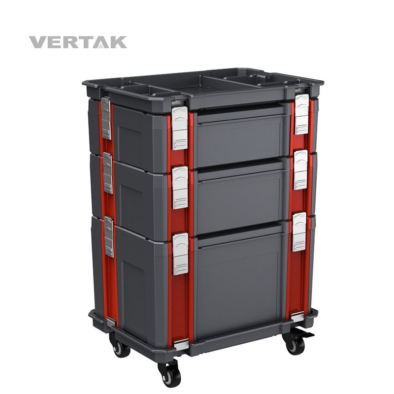 VERTAK Portable Plastic modular chest roller tool box cabinet garage ...