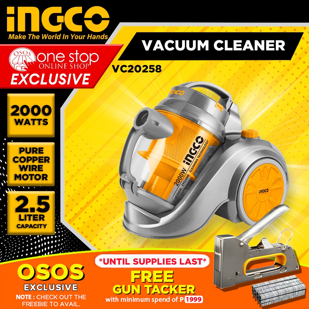 Ingco VC20258 2000W Vacuum Cleaner 2.5L •OSOS• | Shopee Philippines