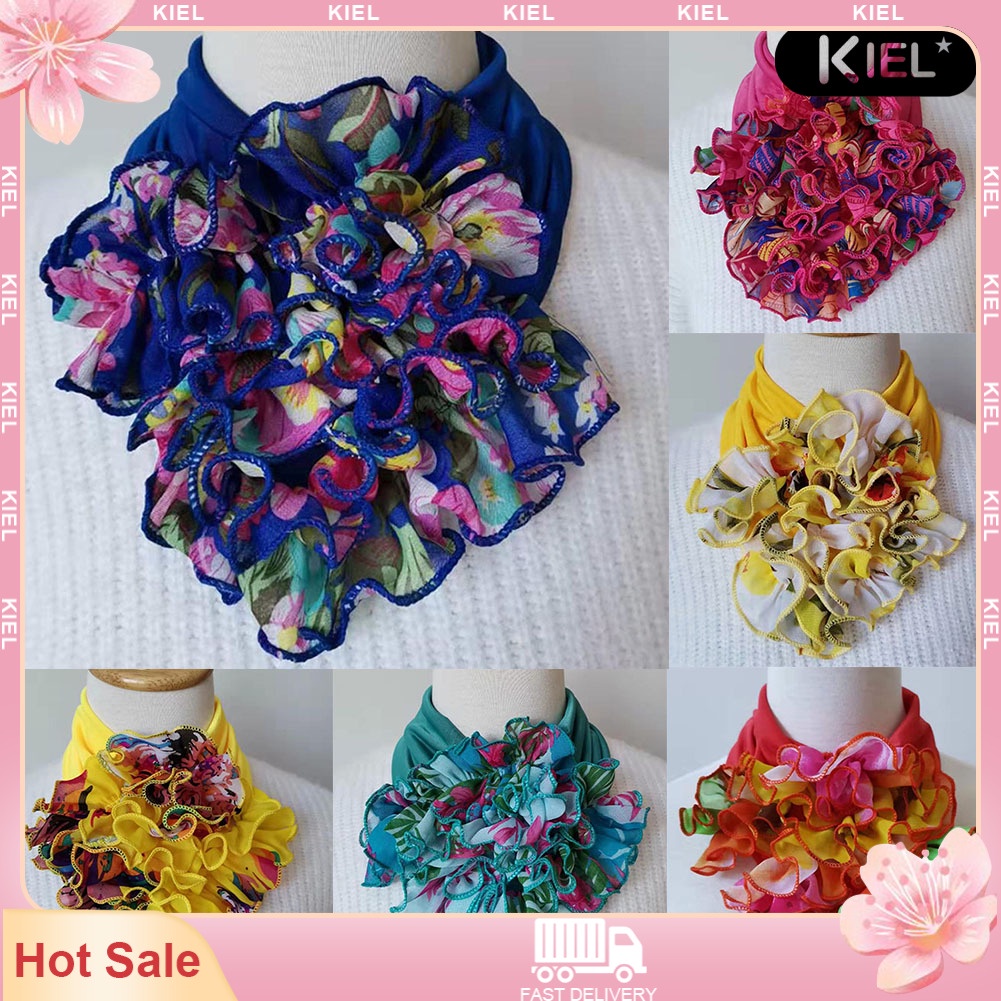 Kiel Fashion Women Big Flower Collar Scarf Neckerchief Ring Neck Wrap ...
