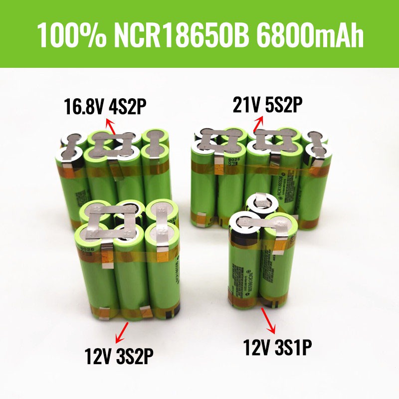 Customizable 3S 3S2P 12V 16.8V 21V 25V Battery Pack NCR18650B 6800mah ...