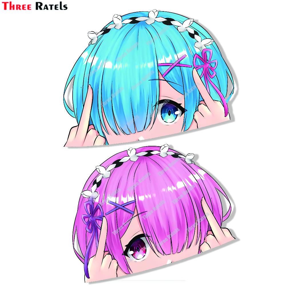 D761 Funny Cartoon Car Sticker Rem Ram Re Zero Peeker Big Head Anime ...