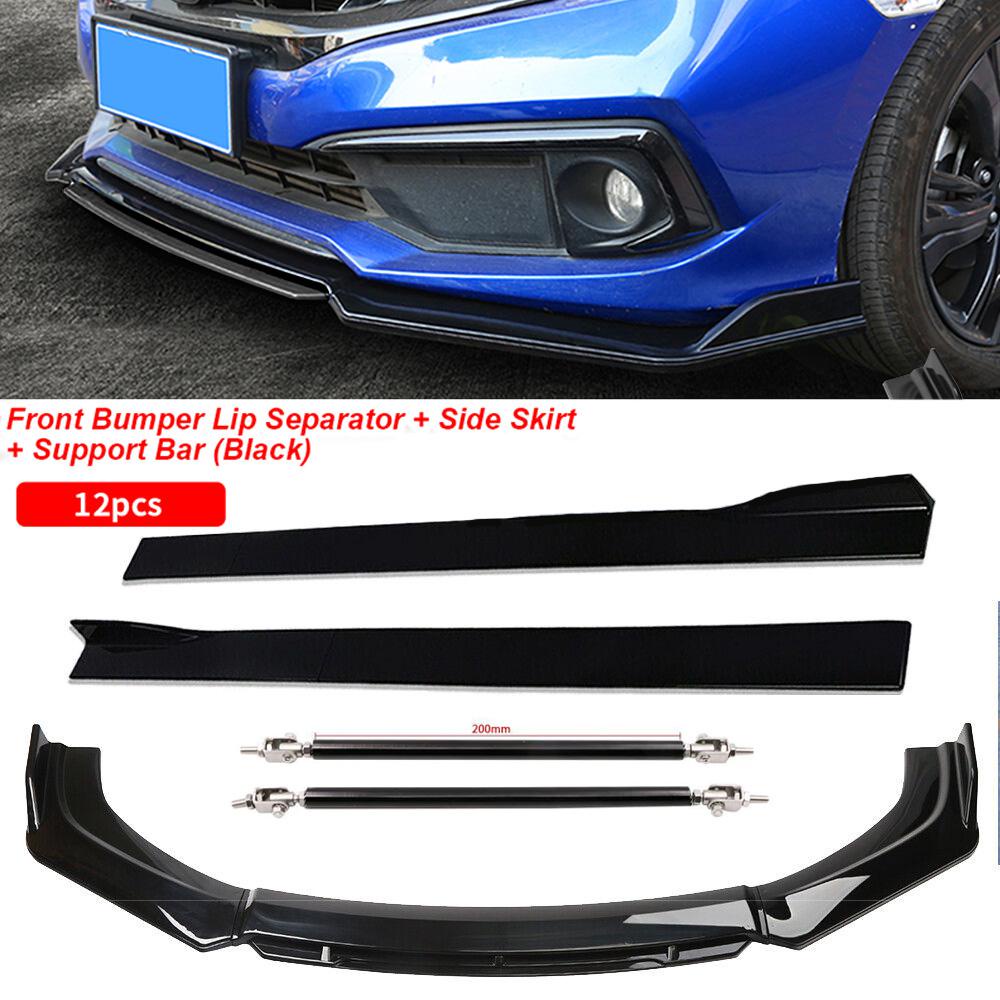 4pcs Car Front Bumper Splitters Lip Body Kit 2.2m Spoiler Side Skirts ...